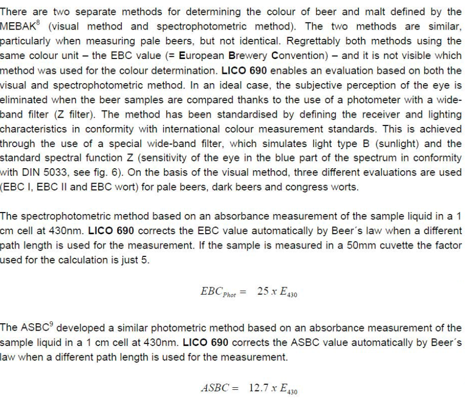 What is measured as EBC on LICO 690 instruments and what are the ...
