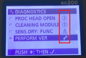 What do the different icons on a SC200 controller mean?