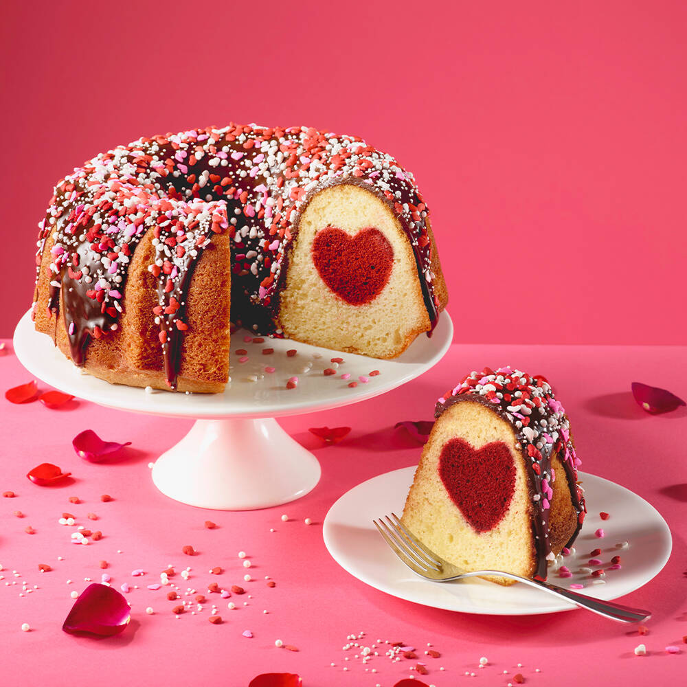 Hidden Heart Valentine’s Day Bundt Cake