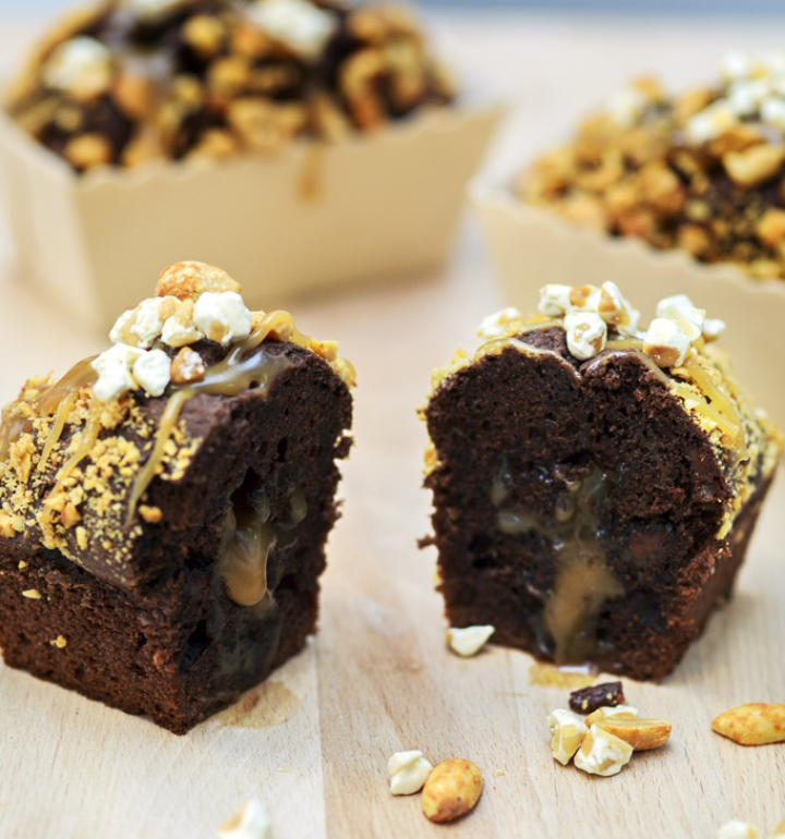 Mini cake chocolat caramel & cacahuètes