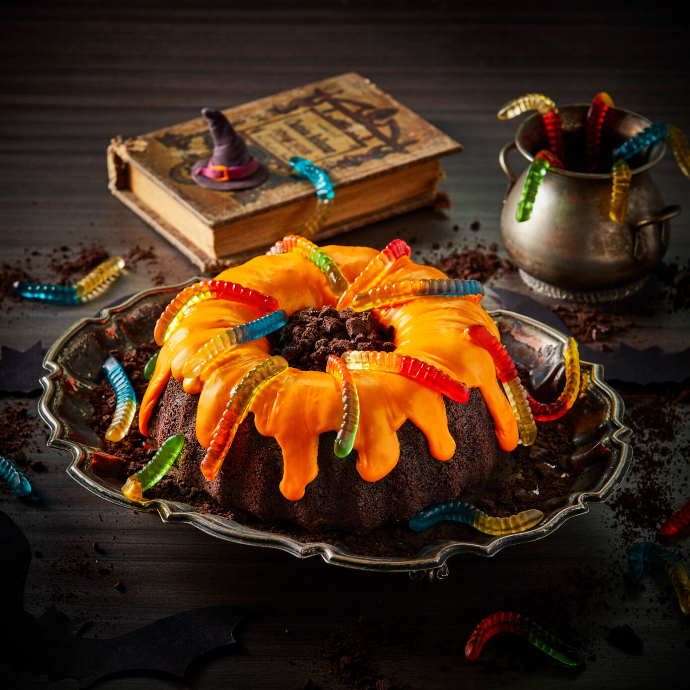 Worm Ring Cake o Rosca de Chocolate para Halloween