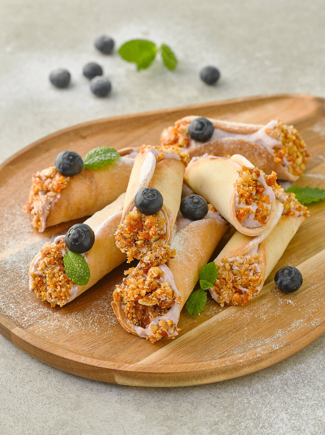 Vegan Canolli with Blueberry Mousse